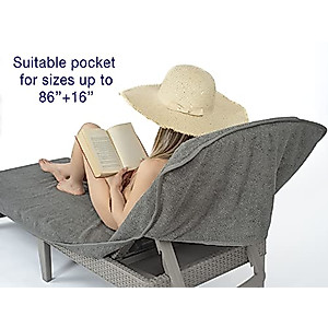 Cotton Paradise, Lounge Chair Towel, 100% Cotton Chaise Lounge Towel with Pocket, Oversized Pool Towel, 30*86 inches Pool Chair Towel, Gray
