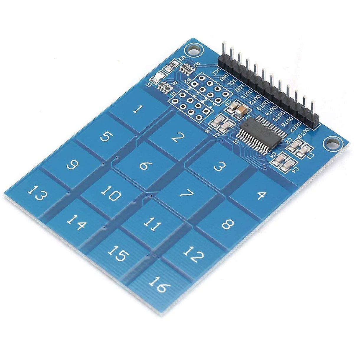 RedTagCanada TTP229 2.4V-5.5V 16 Channel Digital Capacitive Switch Touch Sensor Keypad Module IC for Arduino Board Electronic DIY Tool, Blue