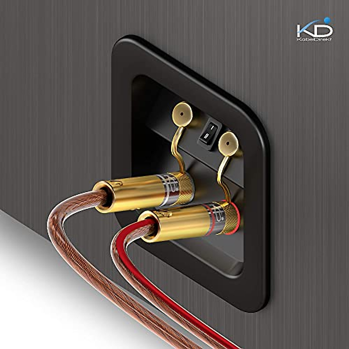 KabelDirekt – Banana Plugs – 5 Pairs (for Speaker Wire, AWG 10-16, Allow Flexible Connection to Speakers, amplifiers, A/V receivers, Power amplifiers & Stereo Systems, Fixing Screws, Gold Plated)