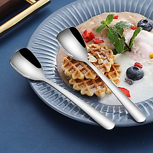 Wenkoni Small Ice Cream Spoons, Dessert Spoons,Shovel Cake Spoons 18/8 (SUS 304) Stainless Steel 5.9inch spoons,5 pcs Set