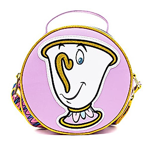 Disney Bag, Cross Body, Round, Beauty and the Beast Chip Poses, Lavender, Vegan Leather