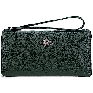 Genuine Leather Touch Screen Phone Clutch Bag Wristlet Handbag Wallet for Women Girls (Green)