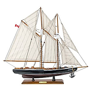 SAILINGSTORY Wooden Sailboat Model Ship Bluenose 1/85 Scale Replica Schooner Sailboat Decor Medium