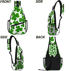 St. Patrick's Day Clover Sling Bag Crossbody Bag for Women and Men Shoulder Bag Travel Hiking Backpack Casual Daypack Cross Body Chest Bag