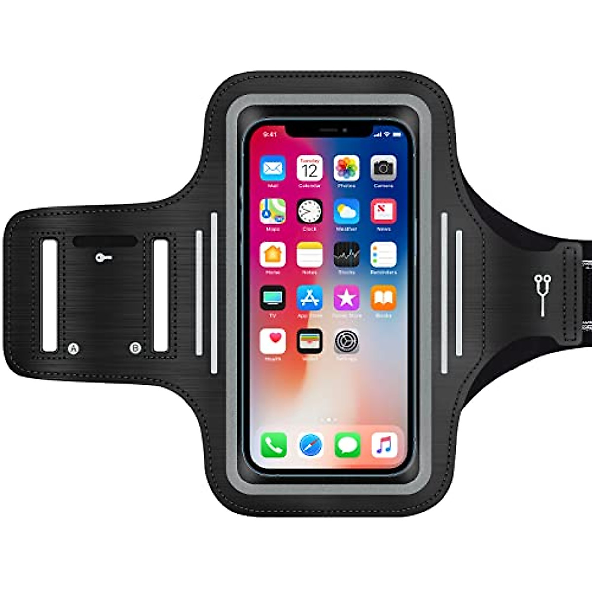 ykooe Running Armband Phone Holder for iPhone 15 Plus, 15 Pro Max, 14 Plus, 14 Pro Max, 13 Pro Max, 12 Pro Max, 11 Pro Max, XS Max, Galaxy S23 Plus, S23 Ultra, S22 Plus, S22 Ultra, A14, A13, Black