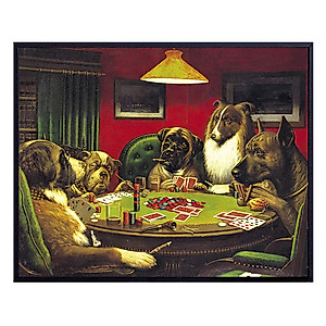 Vintage Poker Painting Art Print - Rustic Chic Home Decor for Game Room, Den, Man Cave, Office, Bedroom - Great Gift for Card Players, Gamblers, Las Vegas Fans - 8x10 Wall Art PosterPhoto - Unframed
