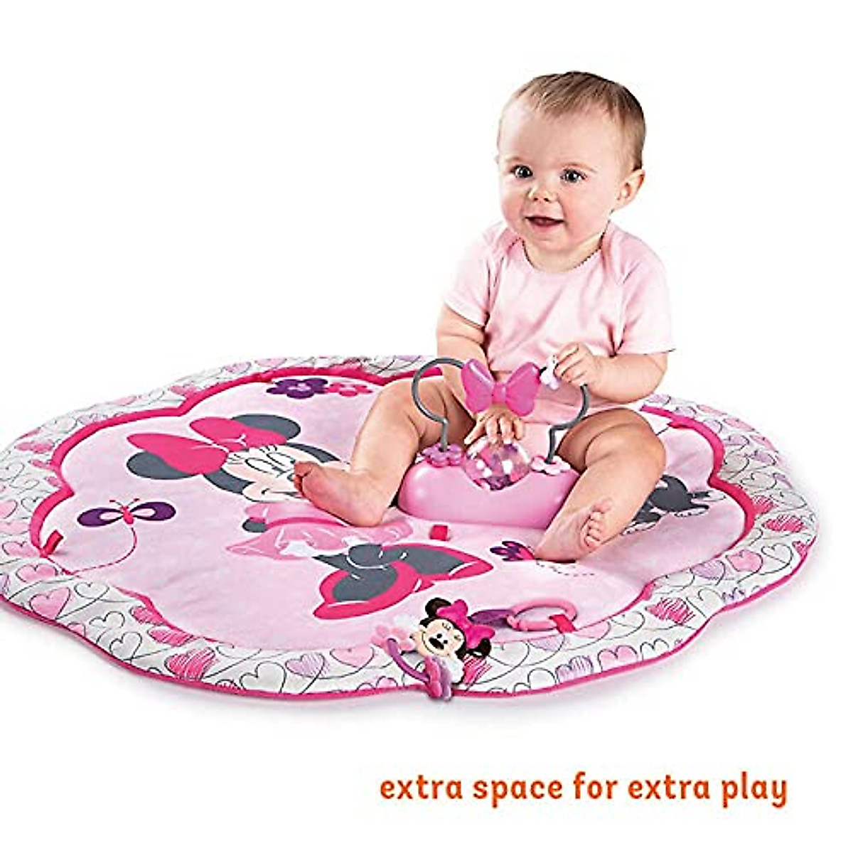 Bright Starts Disney Baby Minnie Mouse Garden Fun Activity Gym Play Mat with Melodies, Ages Newborn +