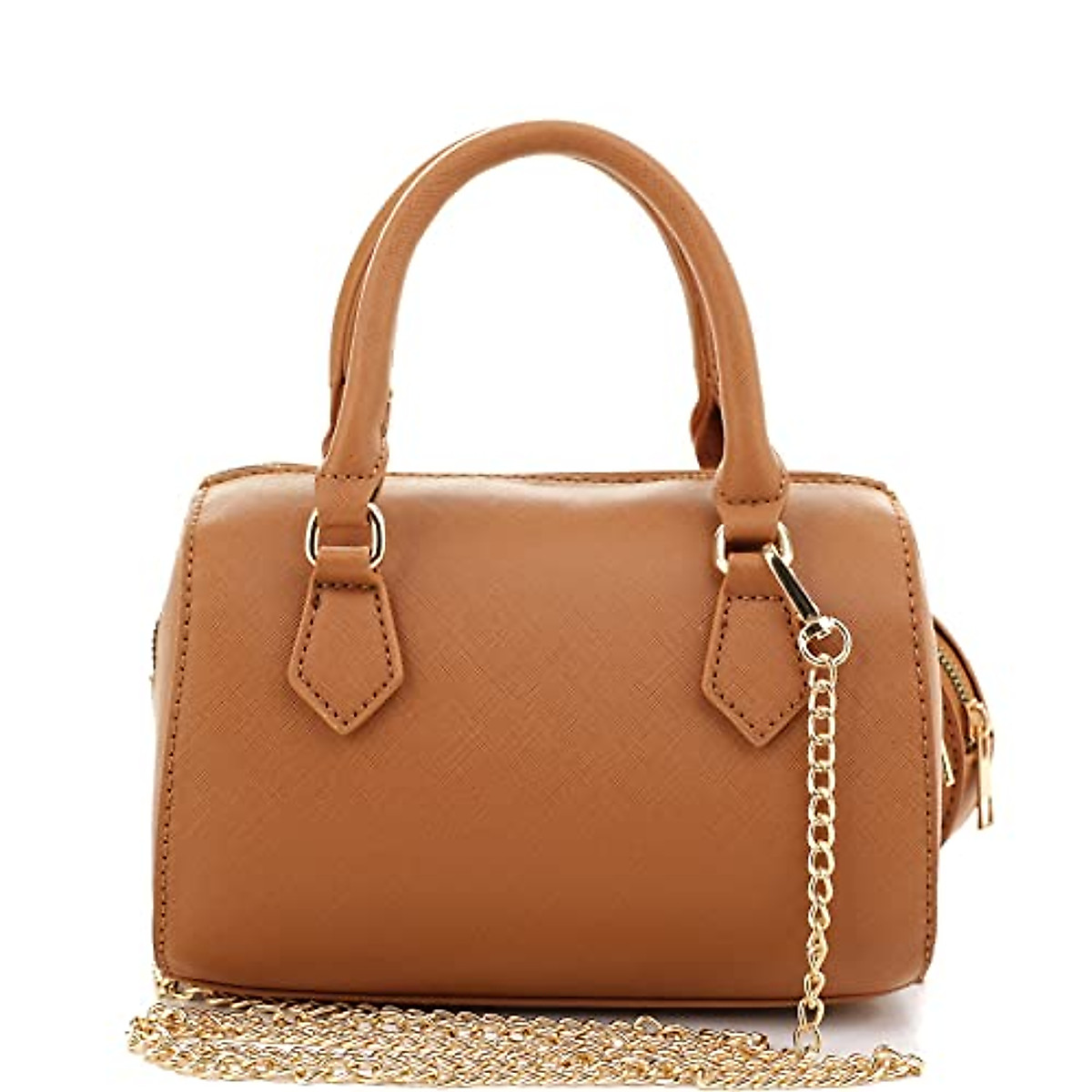 Cute Classy Vegan Leather Barrel Top Handle Crossbody Shoulder Bag Purse Satchel (zBlack)