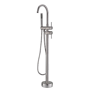 Artiqua Freestanding Tub Filler Bathtub Faucet Brushed Nickel Floor Mounted Faucets with Handheld Shower