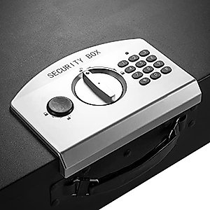 Barska Portable Digital Keypad Lock Box – Secure Travel Safe for Valuables, Steel Construction, Removable Tethering Cable, Backup Keys & Batteries Included
