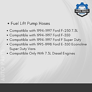 Fuel Filter Lift Pump Hose Lines Washers Kit Compatible with 1994-1997 Ford F250 F350 Superduty 7.3L Diesel Powerstroke