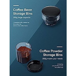 Electric Burr Coffee Grinder, FOHERE Coffee Bean Grinder with 18 Precise Grind Settings, 2-14 Cup for Drip, Percolator, French Press, Espresso and Turkish Electric Coffee Makers, Black