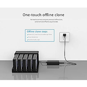 ORICO 5 Bay Docking with Clone USB 3.0 to SATA External Hard Drive 5 Bay Docking Station with Duplicator Offline Clone Function for 2.5 or 3.5in HDD/SSD Max Support 5X 16TB [6558US3-C]