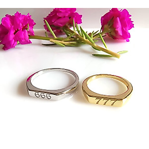 Angel Number Ring, Sterling Silver Personalized Angel Number 111, 222, 333, 444, 555, 666, 777, 888, 999, Custom Number Ring, Angel Number Jewelry (Gold)
