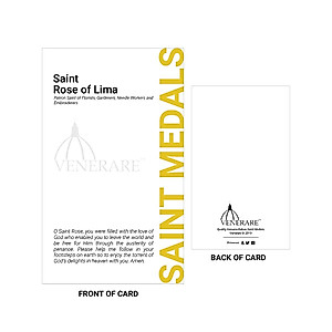 1" Saint and Holy Subject Medal with Prayer Card | Over 25 Different Saints | Durable and Detailed Charm | Pendant Medal Carded with Prayer | Christian Jewelry (St. Rose of Lima)