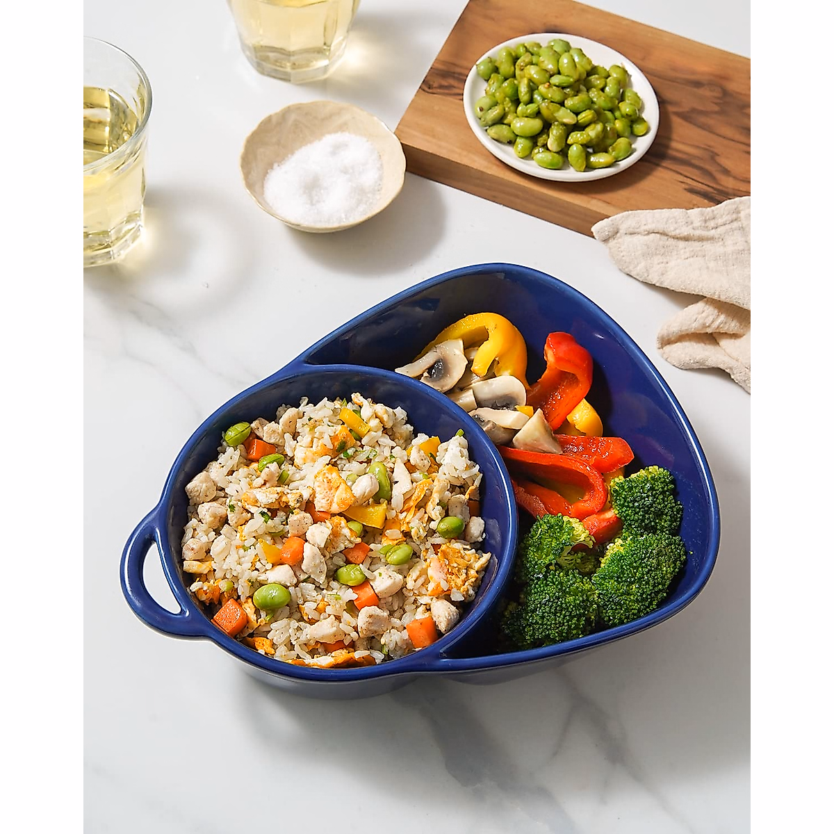 LE TAUCI Chip and Dip Bowls, Anti-Soggy Cereal Bowl, Soup and Side/Cracker Bowls Sets for Breakfast, Soup and Sandwich, Bread Dipping Bowls, Set of 2, Blue