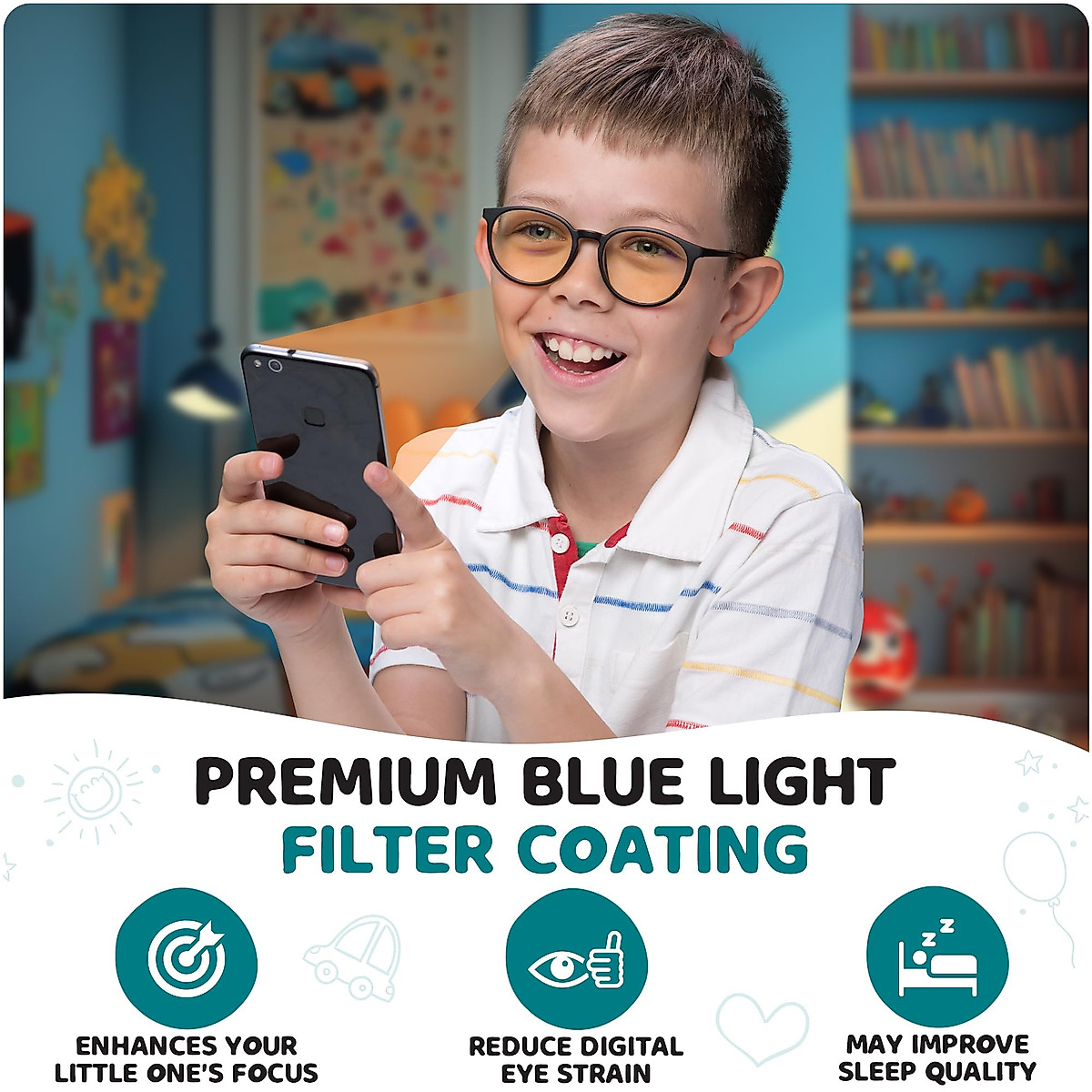 Prospek Blue Light Glasses for Kids, High Optical Quality Clear Lenses, SHARP. Computer Blue Light Blocking Glasses for Children 5-12y.o
