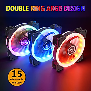 DS 6Pack 120MM RGB PC Cooling Fans, LED Case Fans with Remote Control for Computer, PC Case CPU Coolers, Radiators System (8th GEN Hub Box, A Series)