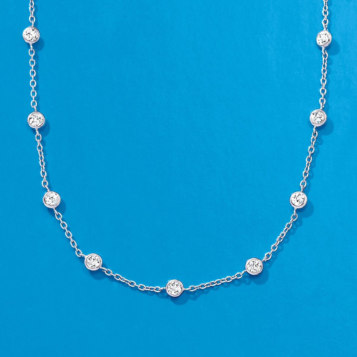 Ross-Simons 4.50 ct. t.w. CZ Station Necklace