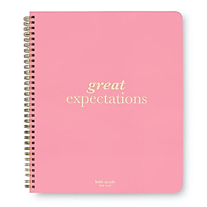 Kate Spade New York Large College Ruled Notebook, 11" x 9.5" Pink Spiral Notebook with 160 Pages, Great Expectations