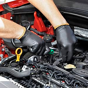 HALYARD Black-FIRE Nitrile Exam Gloves w/Quick Check, Breach Detection, Powder-Free, 5.5 mil, 9.5", Black/Orange, Large, 44758 (Box of 150)