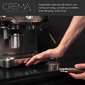 Crema Coffee Products | 53.3mm Coffee Distributor/Leveler & Hand Tamper | Fits 54mm Breville Portafilters | Double Sided, Adjustable Depth | Beautiful Espresso Hand Tampers