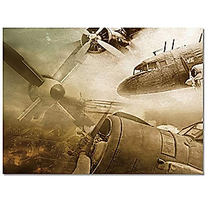 Area Rug, 4x6ft Fluffy Rugs for Living Room, Non-Slip Non-Shedding Shag Carpet for Bedroom Decor, Aircraft Battlefield Air War Area Rugs for Aesthetic Room Decor