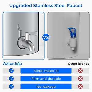 Waterdrop 2.25G Gravity-fed Water Filter System, with Silver Ions Enhanced Filtration with 2 Black Carbon Filters and Metal Spigot