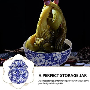 Vaguelly Ceramic Kimchi Jar Traditional Pickles Jar Pickles Storage Jar Ceramic Pickles Jar Home Storage Pot Food Storage Jar Kimchi Storage Jar Food Ceramic Canister Household Jar