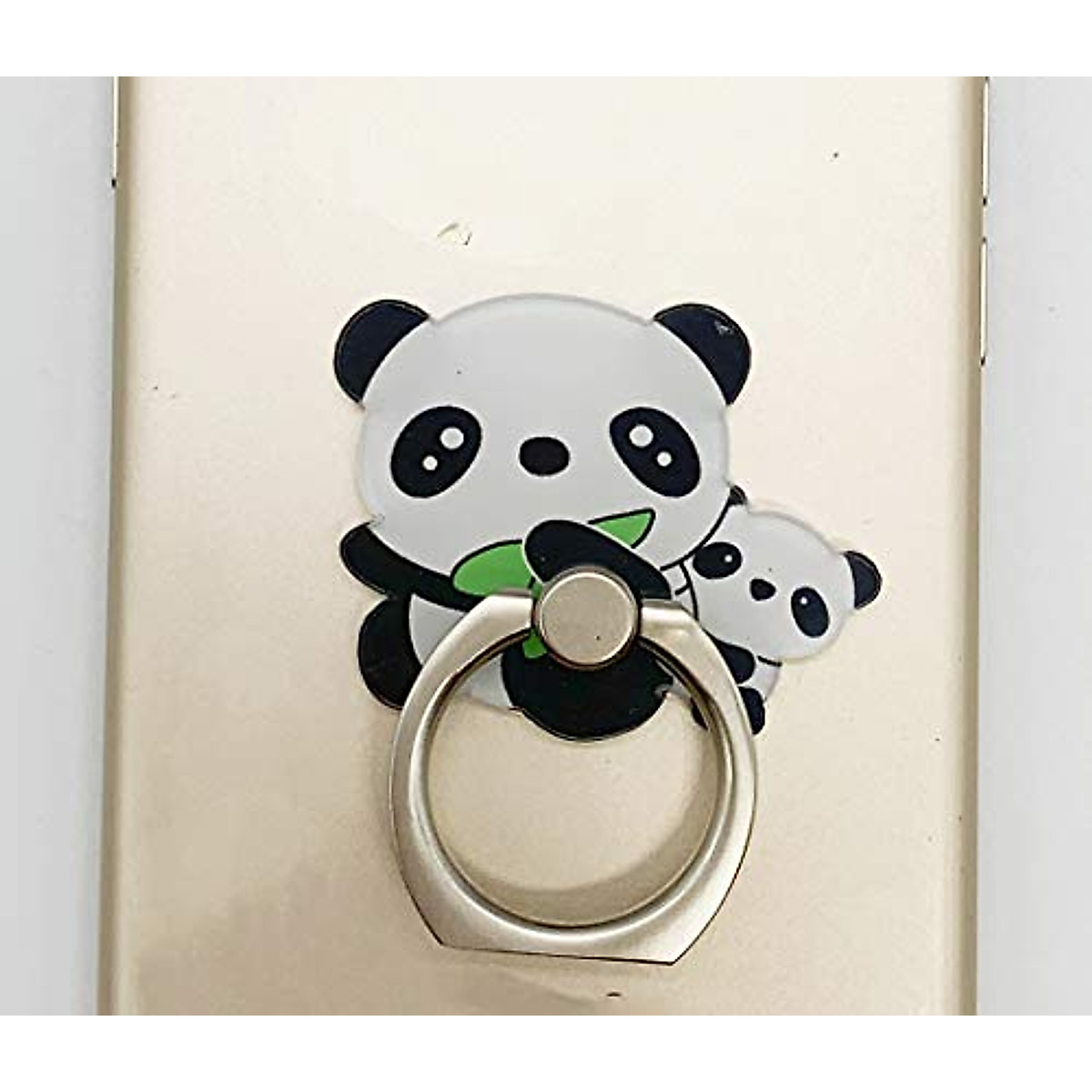 GoldenEL Universal 360 Degree Rotating Finger Ring Stand Holder Kickstand for Cell Phone iPhone or Tablet - Panda (Panda with Baby)