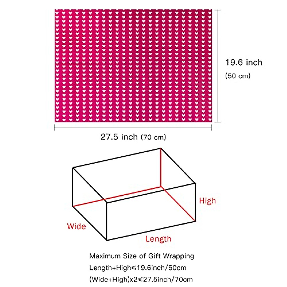 LeZakaa Pink Wrapping Paper Sheet - Folded Flat - Heart/XO/LOVE/Tiger Skin for Valentine's Day, Birthday - 19.6"x 27.5" x 12 Sheets (45.2 sq.ft.ttl.)