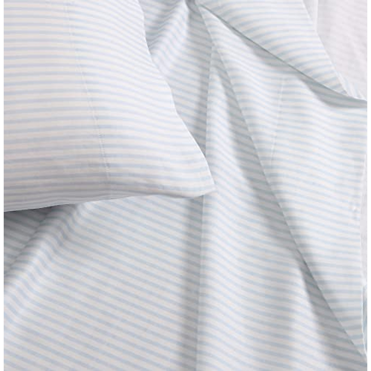 Laura Ashley - King Sheets, Soft Sateen Cotton Bedding Set - Sleek, Smooth, & Breathable Home Decor (Ramona Blue, King)