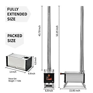 Tent Stove | Small Portable Wood Stove, Firebox for Tent, Shelter & Camping Precision Stainless Steel Construction Lightweight Winter Hot Tent Camping Wood Stove Jungle Craft Wood Stove Chimney