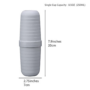 Vitbunana Travel Toothbrush Cup Case,Couple Toothbrush Cup, Portable Toothbrush Toothpaste Storage Box, Toothbrush Holder with Lid, Suitable for Bathroom, Travel, Business Trip, Camping, etc (Grey)