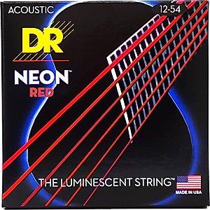 DR Strings Hi-Def NEON Red Coated Medium Acoustic Guitar Strings (12-54)