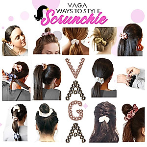 VAGA Cute Scrunchies For Hair 6 Colors Set, Our Hair Scrunchies Hair Elastics Ponytail Holder Pack of scrubchies are Softer Then Hair Ties, A Satin Scrunchie sruchies, Do not Pull Or Snag Thick Hair