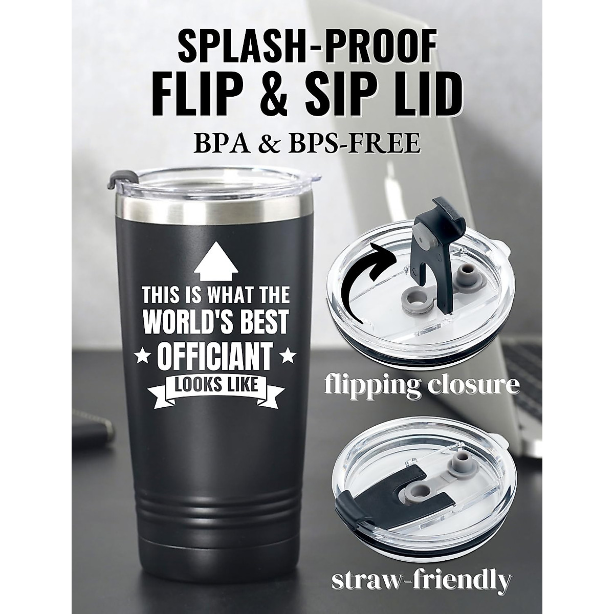 Onebttl Officiant Gifts for Men Women, Wedding Officiant Gift for from Bride Groom, 20oz Stainless Steel Insulated Tumbler with Lid and Straw - World's Best Officiant