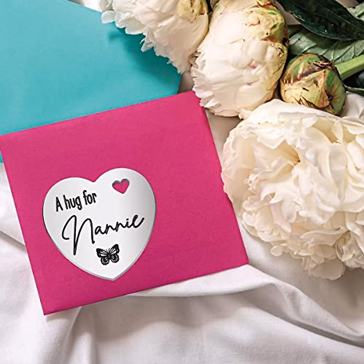 Inspirational Pocket Hug Token Gift for Grandma, Long Distance Relationship Keepsake Stainless Steel Double Sided Little Heart Shaped Pocket Hug Token Gift for Grandma Nana- A Pocket Hug for Nannie