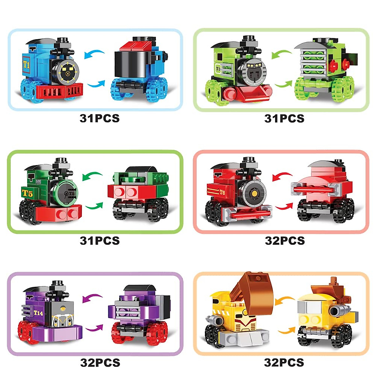 UMEELR Building Blocks, 12PCS Train Toys Surprise Eggs Sets, Easter Egg Train Building Blocks for Kids, Easter Gift, Party Prizes, Baby's First Birthday, Ages 2+