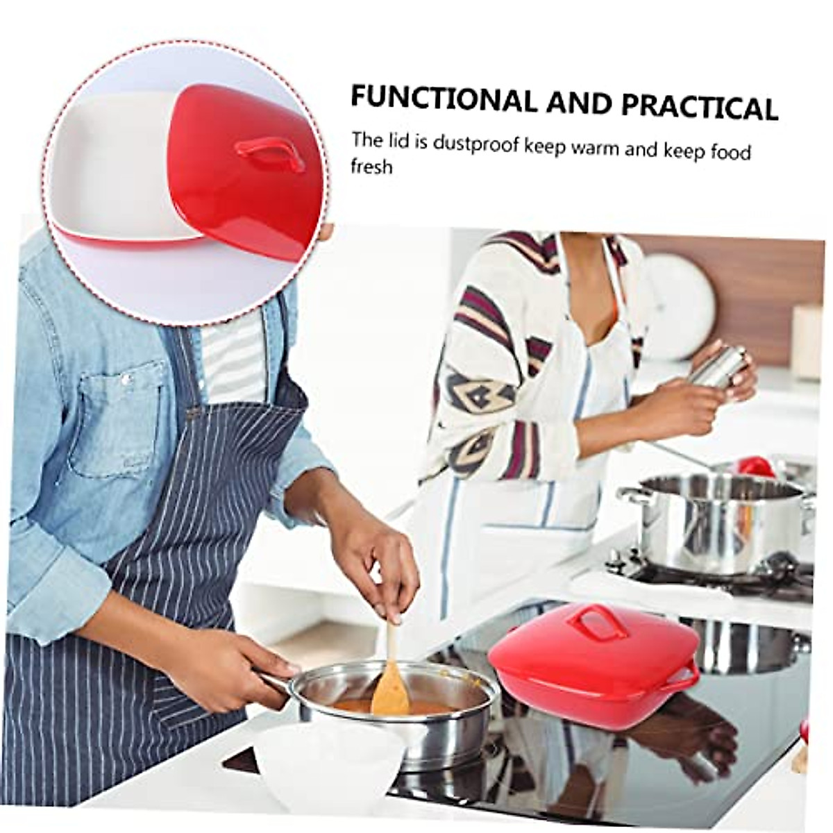 Zerodeko Bakeware Ceramic Rice Bowl Bread Oven Square Containers with Lids Bread Loaf Pans for Baking Kitchen Casserole Pan Square Cupcake Pans Rectangular Dinner Pans Storage Bowl Ceramics