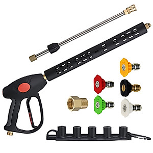 M MINGLE Replacement Pressure Washer Gun with Extension Wand Pressure Washer Hose 50 FT x 1/4" - Replacement Power Wash Hose