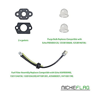 NICHEFLAG C1U-K78 Carburetor with P021002921 Air Cleaner Case Assembly A226001410 Air Filter for Echo Blower PB200 PB201 ES210 ES211 Shredder and Shindaiwa EB212 SV212 EB212 Blowers