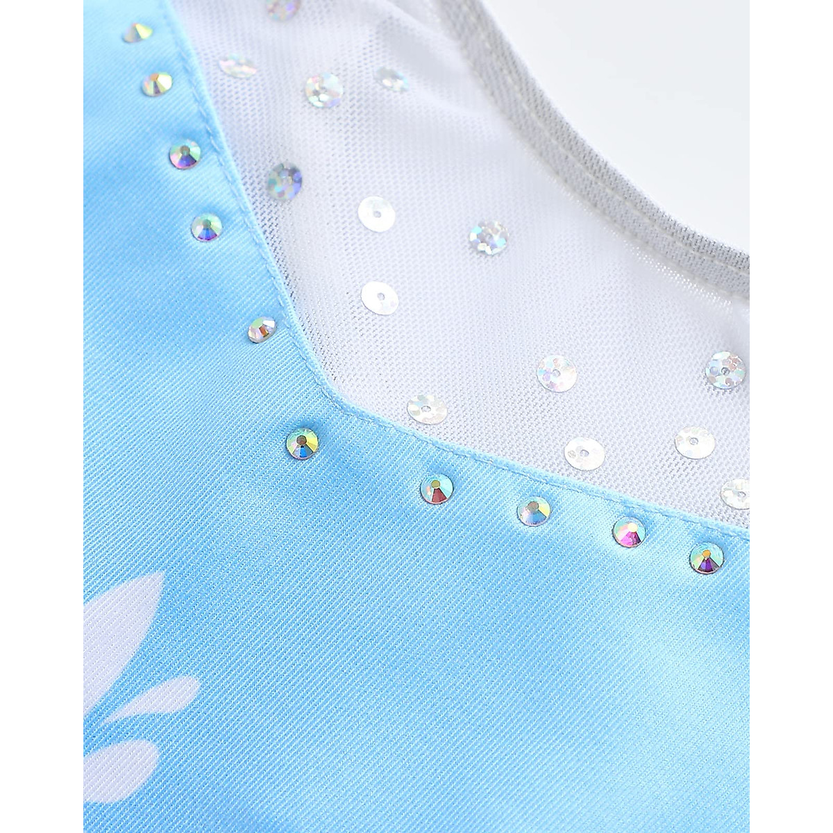 XiaoMoSha Gymnastics Leotards for Girls Toddlers Biketards Dance Unitards Sparkle Snowflake Mermaid (Blue,120 5-6Y)