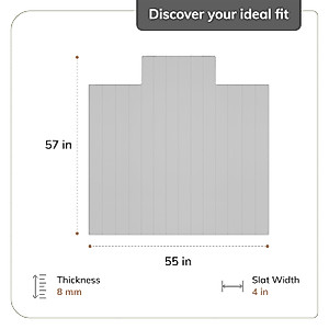 Anji Mountain Deluxe Bamboo Roll-Up Chairmat, 55 x 57-Inch, 8mm Thick, Dark Cherry