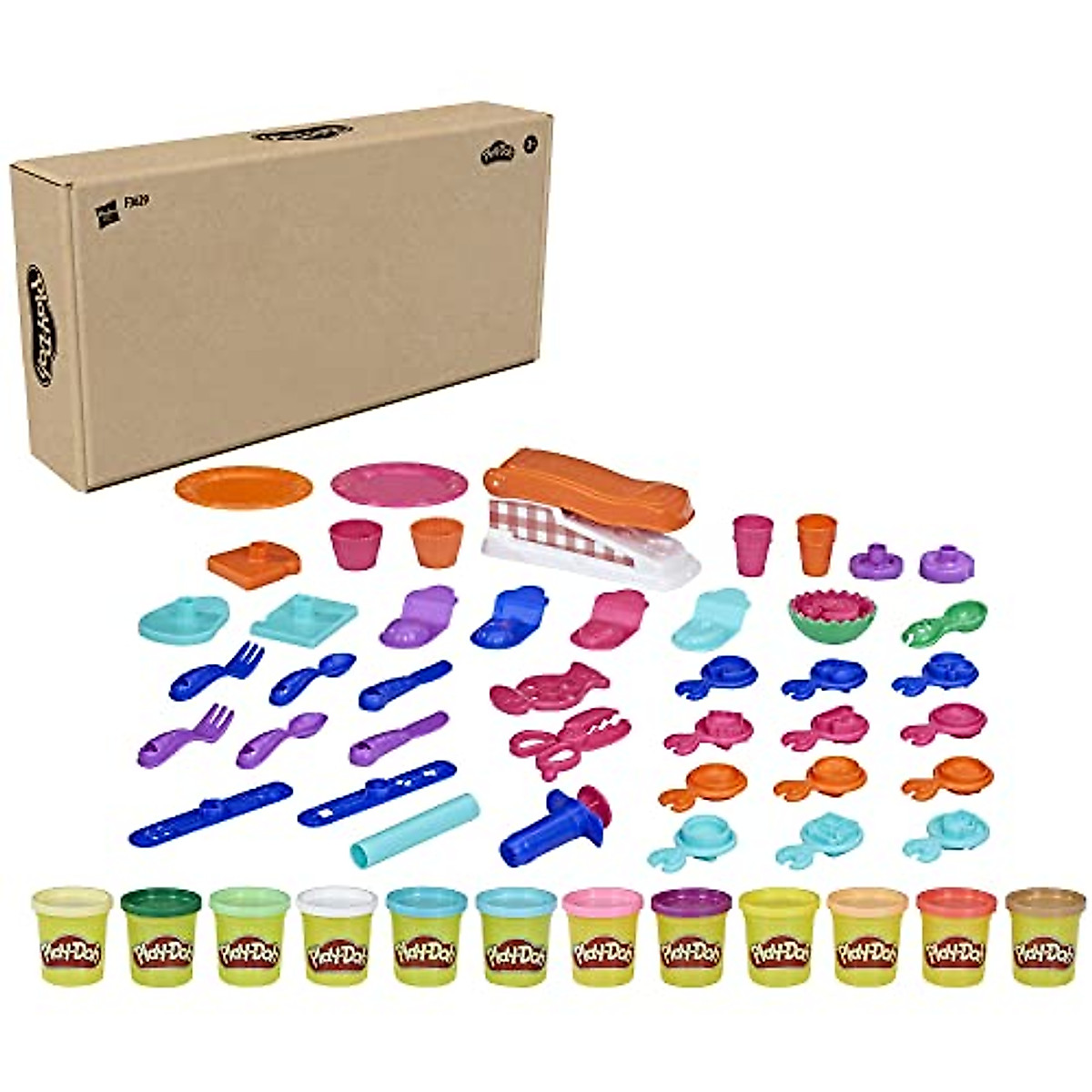 Play-Doh Kitchen Creations Fun Factory Playset, Arts and Crafts Toy for Kids 3 Years and Up with 12 Cans and 42 Tools (Amazon Exclusive)