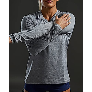 TYR Women's Standard Long Sleeve Sun Protection Performance T-Shirt UPF 50+, Heather Grey