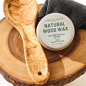 Caron & Doucet - Natural Wood Conditioning Vegan Wax Finish - 100% Plant Based Wood Conditioning and Polishing Wax Finish - Orange Scented - Suitable for Natural Wood Furniture. (3.5oz)