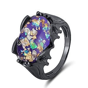 Ginger Lyne Collection Dragoneye Black over Sterling Silver Dragon Eye Bat Wing Fantasy Elvish Ring Size 6