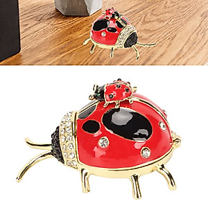 Zerodis Trinket Box, Trinket Box Hinged Hand Painted Red Colored Enamel Crystal Hand Painted Rings Earrings Jewelry Storage Box Ornament