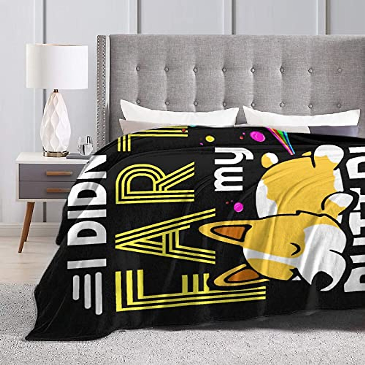 Funny Corgi Throw Blanket,Gift for Women Men Dogs Lover,I Didn't Fart My Butt Blew You A Kiss Blanket,Soft Lightweight Flannel Plush Quilt for Bed Sofa Couch 120 x 90 in Extra Large for Family